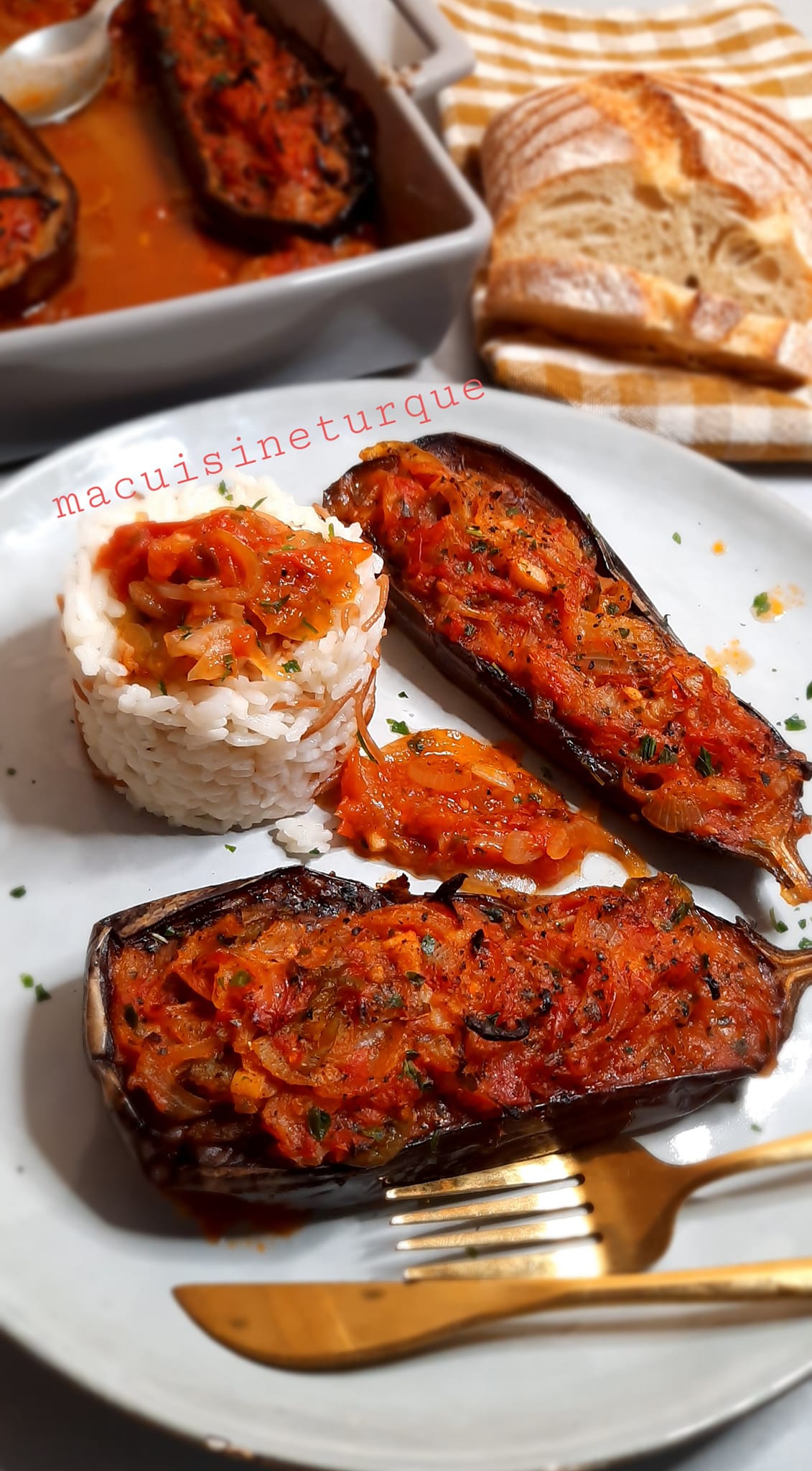 Recette turque aubergines farcies vegan « imam bayildi » – Ma Cuisine ...